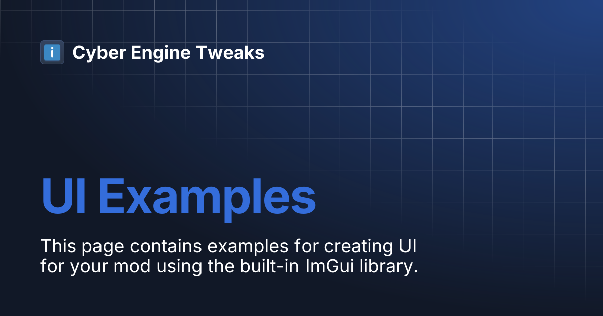 UI Examples | Cyber Engine Tweaks